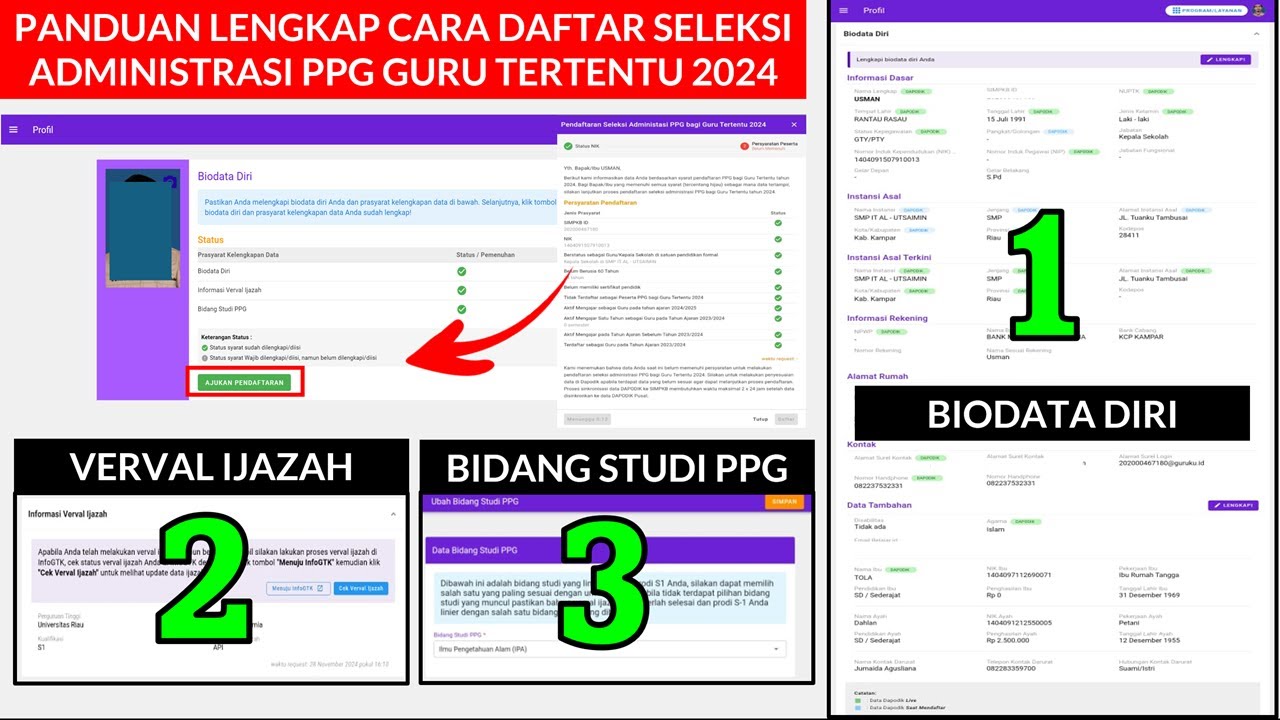 🔴CARA LENGKAP Isi Biodata Verval Bidang Studi PPG Untuk Daftar Seleksi ...