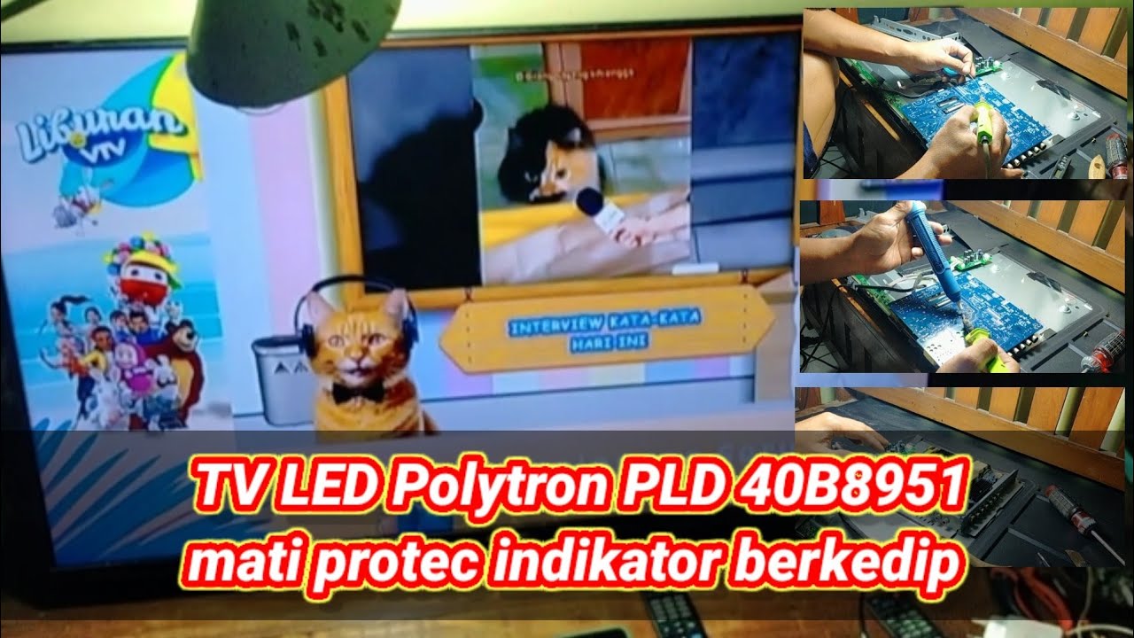 TV LED Polytron mati protec indikator berkedip - YouTube