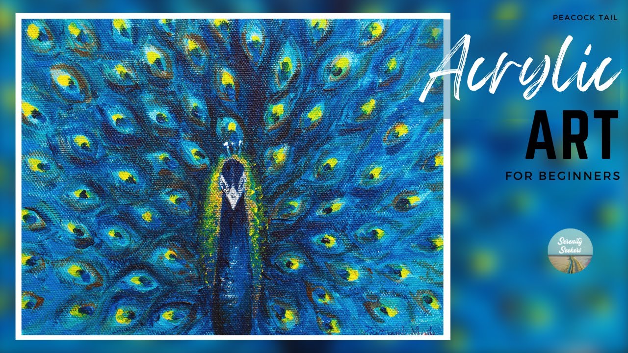 Peacock tail abstract | Art of acrylic 9| Easy painting tutorial of the ...