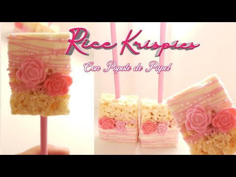 Ricecrispie treats con popote/idea fácil para mesa de postres - YouTube