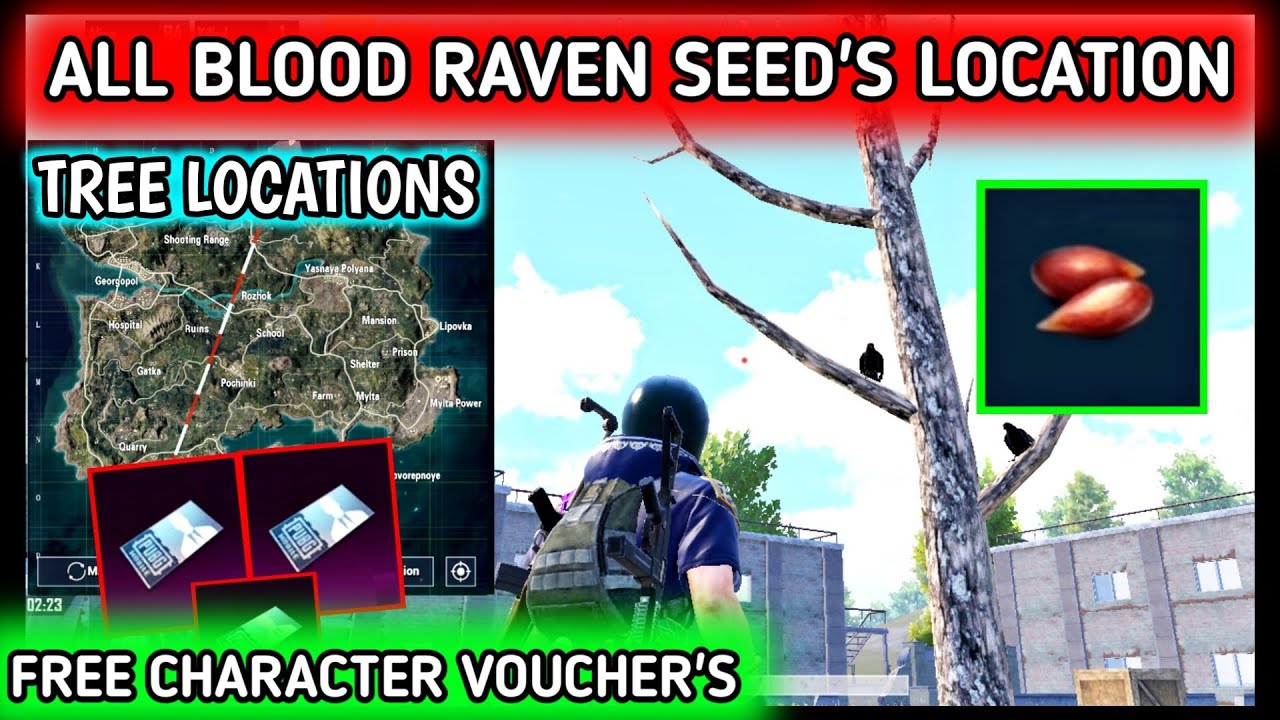 ALL BLOOD RAVEN SEEDS LOCATIONS IN PUBG MOBILE 🔥 WITHERED TREE IN PUBG ...