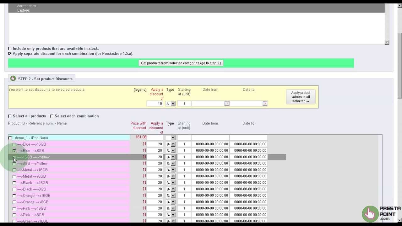 Set discount to product combination Module prestashop - YouTube