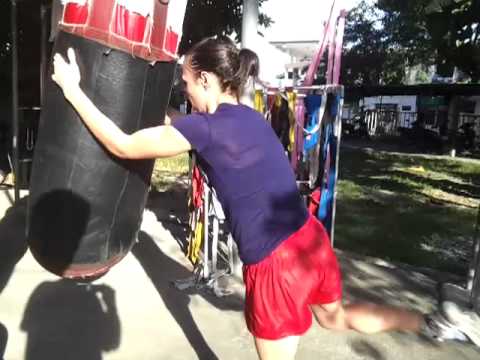 Muay Thai Clinch Knee Bag Drill - Building Forearm Strength - 8 Limbs ...