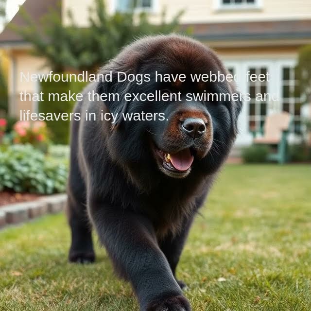 Newfoundland Dogs have webbed feet that make them excellent swimmers ...