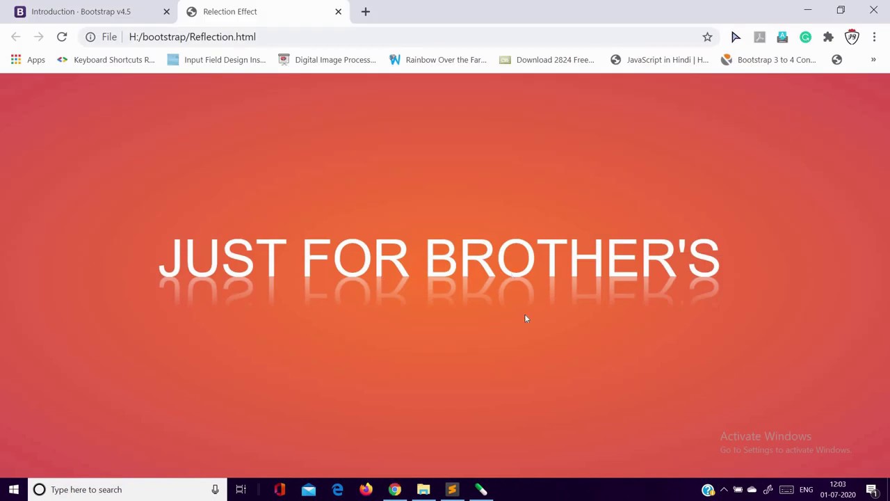 Reflection in Text for CSS Bootstrap - YouTube