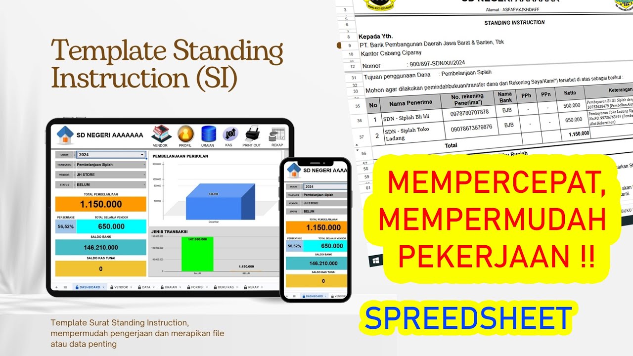 TEMPLATE STANDING INSTRUCTION | Base On SpreadSheet - YouTube