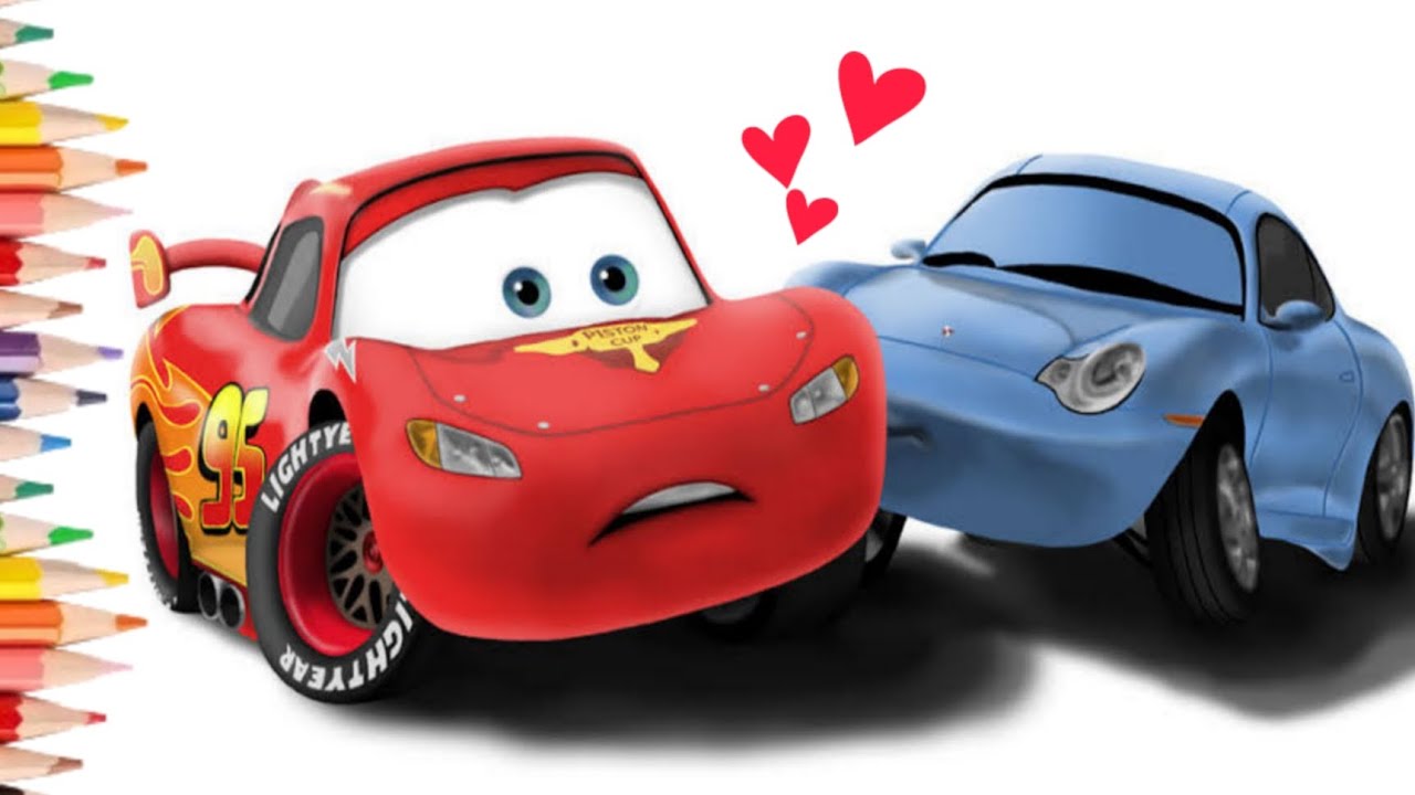 Disney Cars | Lightning McQueen | Drawing and Colouring | Gadi wala ...