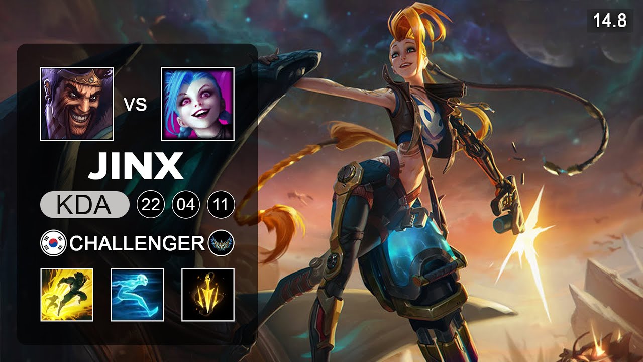 Jinx vs Draven ADC - KR Challenger - Patch 14.8 Season 14 - YouTube