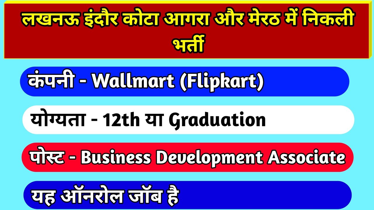 Lucknow Indore Agra Meerut Job Vacancy 2025 | Flipkart Walmart Onroll ...
