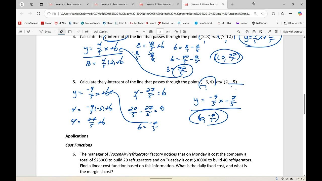 1.3 - Linear Functions and Models - MATH 1500 - YouTube