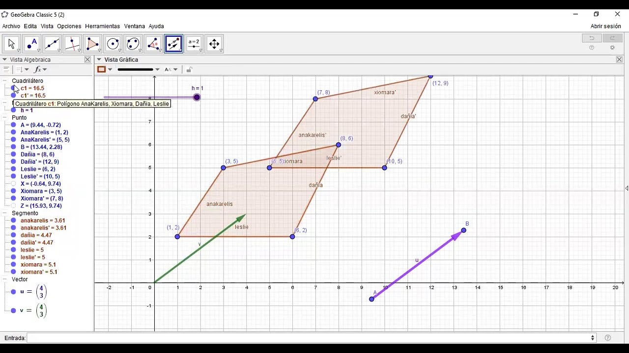 Traslaciones en el plano en función a un vector | Transformaciones Geométricas | GEOGEBRA - YouTube