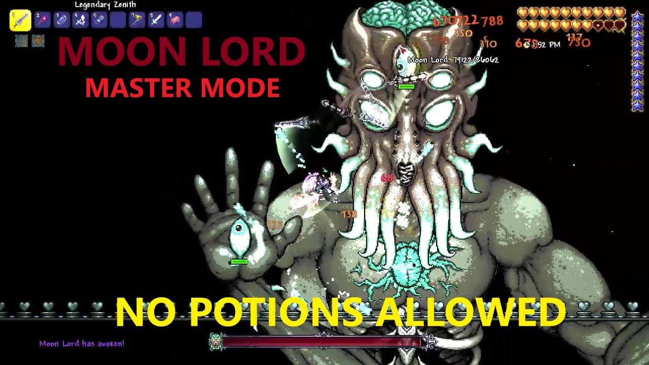 Moon lord in MASTER mode WITHOUT potions - YouTube