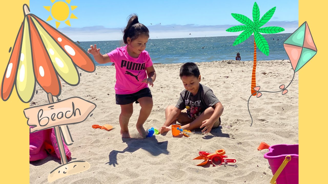 Beach day! Kids having fun in the sun ☀️ - YouTube