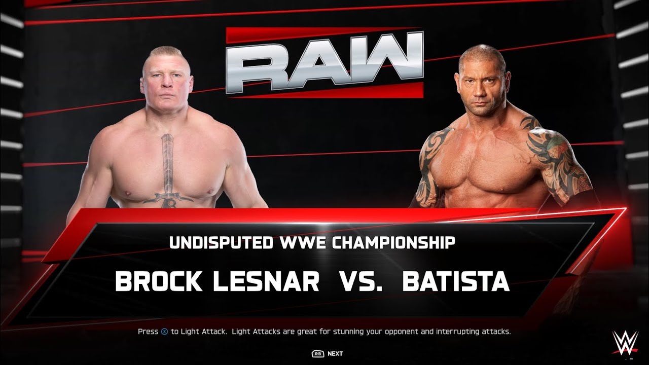 The beast Brock Lesnar vs The animal Batista undisputed WWE ...
