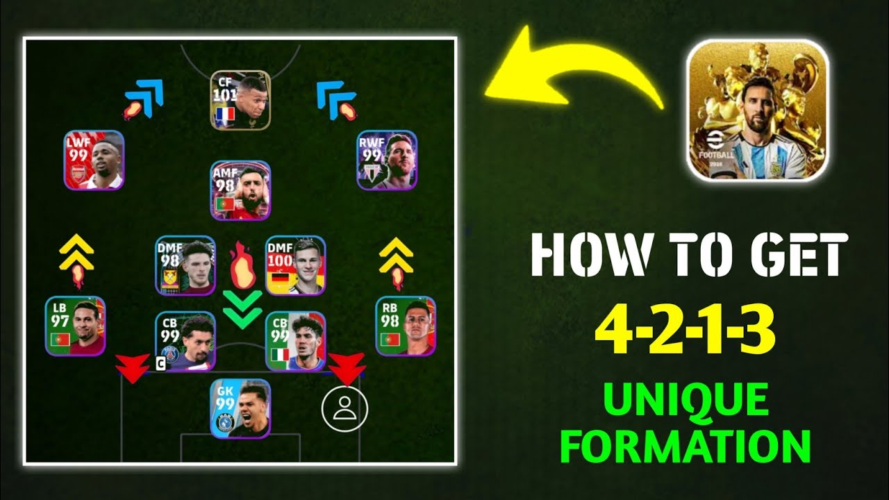 How To Get Unique 4213 Formation In eFootball 2024 || 4-2-1-3 Still ...