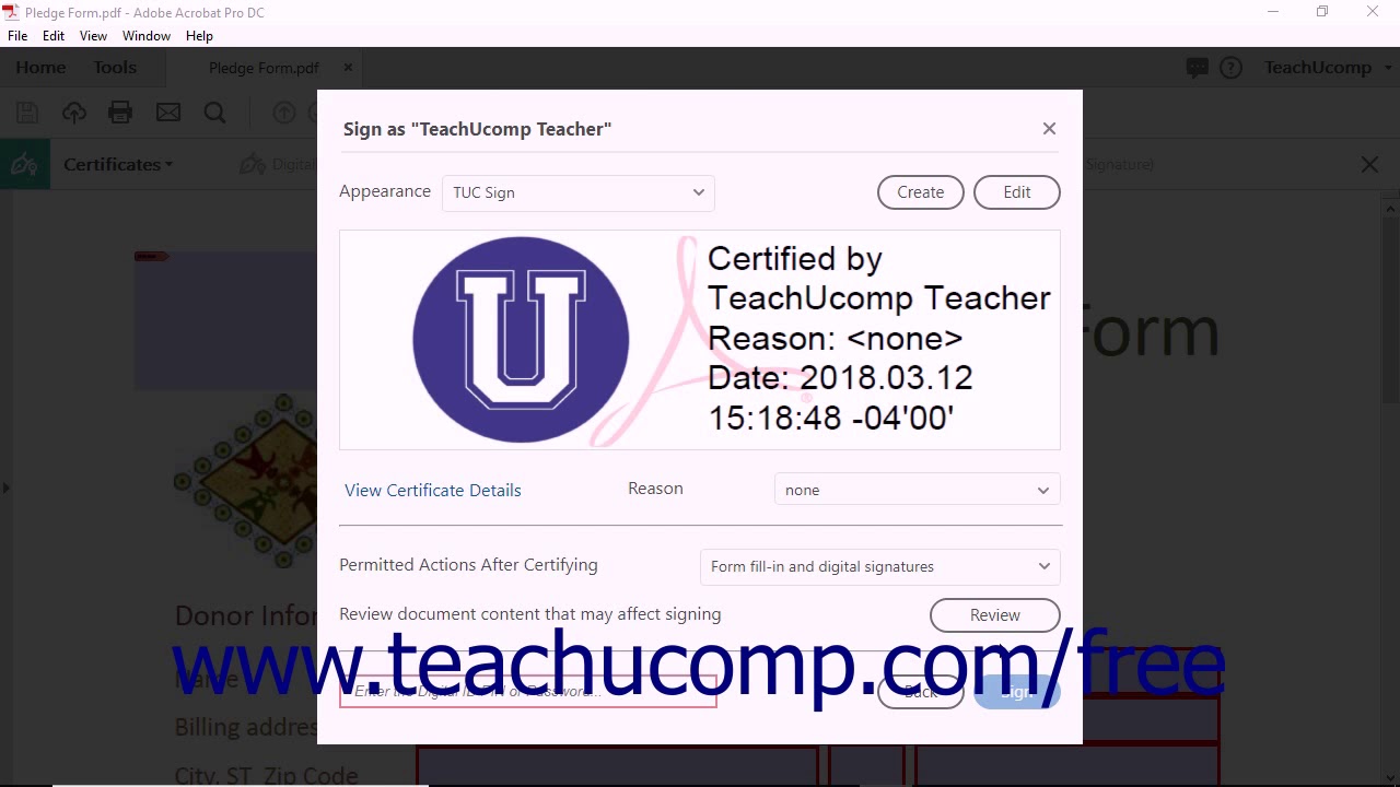 Acrobat Pro DC Tutorial Using Certifying a PDF - Adobe Acrobat Pro DC ...