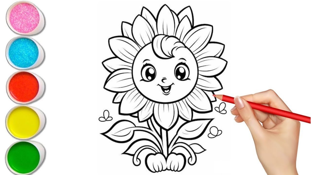 how to draw beautiful flower for kids & toddlers, easy drawing - YouTube