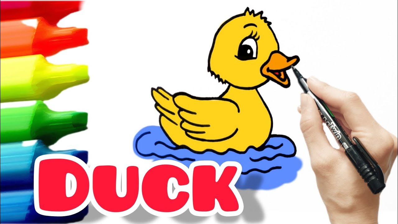 How to draw a cute duck very easy - YouTube