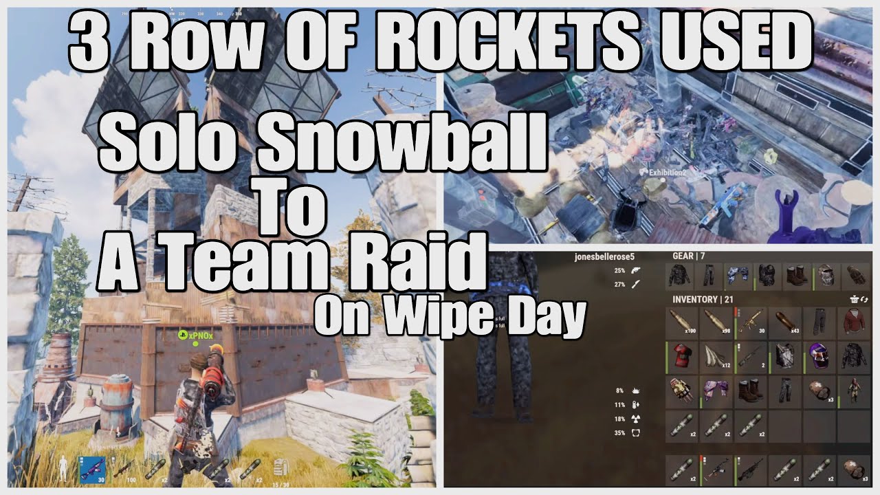 Solo Snowball 2 A Team Wipe Day Raid - Rust Console - YouTube