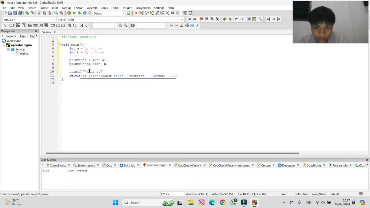 contoh pemograman operator logika - YouTube