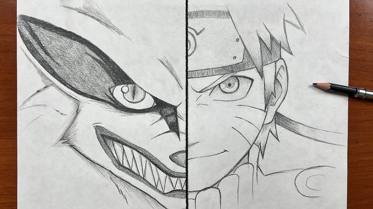 How to draw Naruto and Kurama step-by-step | Anime drawing | drawing ...