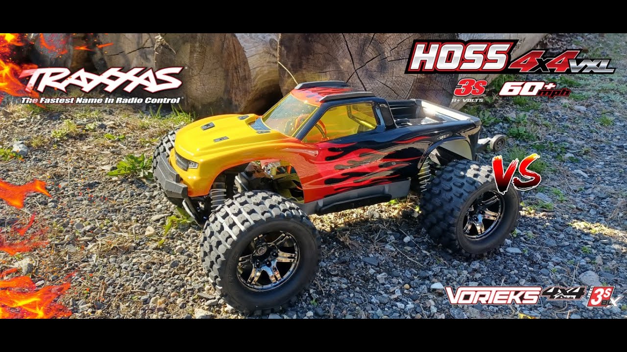 Traxxas Hoss 3S 1/10 scale vs Vorteks 3S Custom Body Pt2 - YouTube