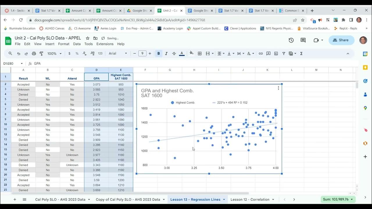 Regression Lines in Google Sheets - YouTube