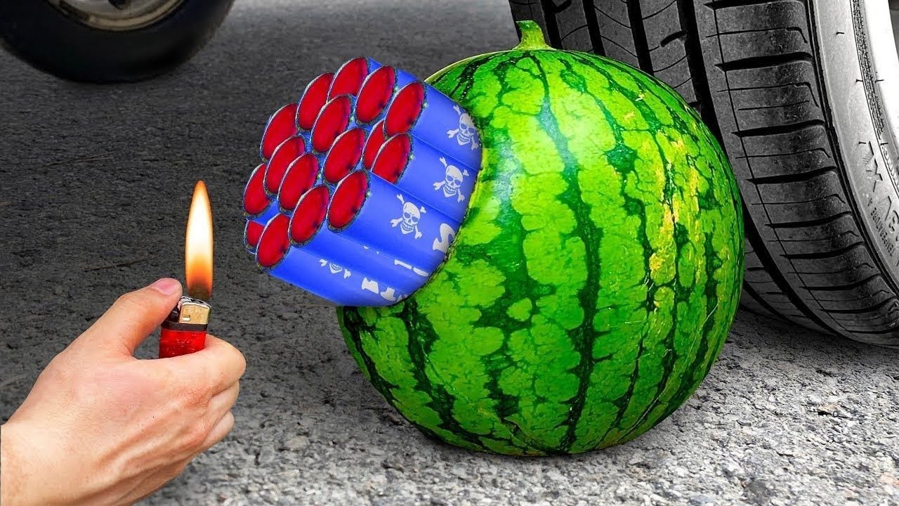 Experiment : Car Vs Water Melon | Crushing crunchy & soft things by car ...