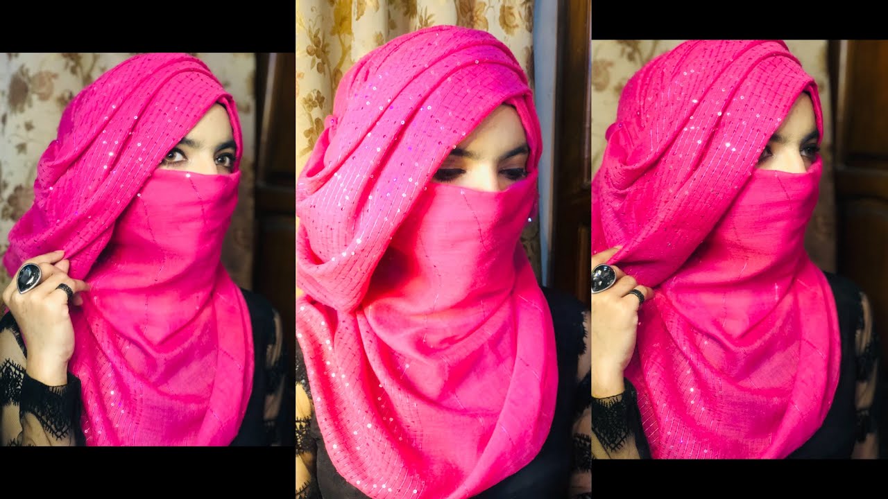 Side swept hijab style with niqab - YouTube