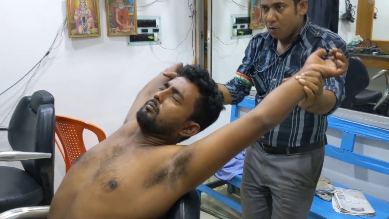 Very aggressive Head, body & chest massage by asim barber | Loud neck ...