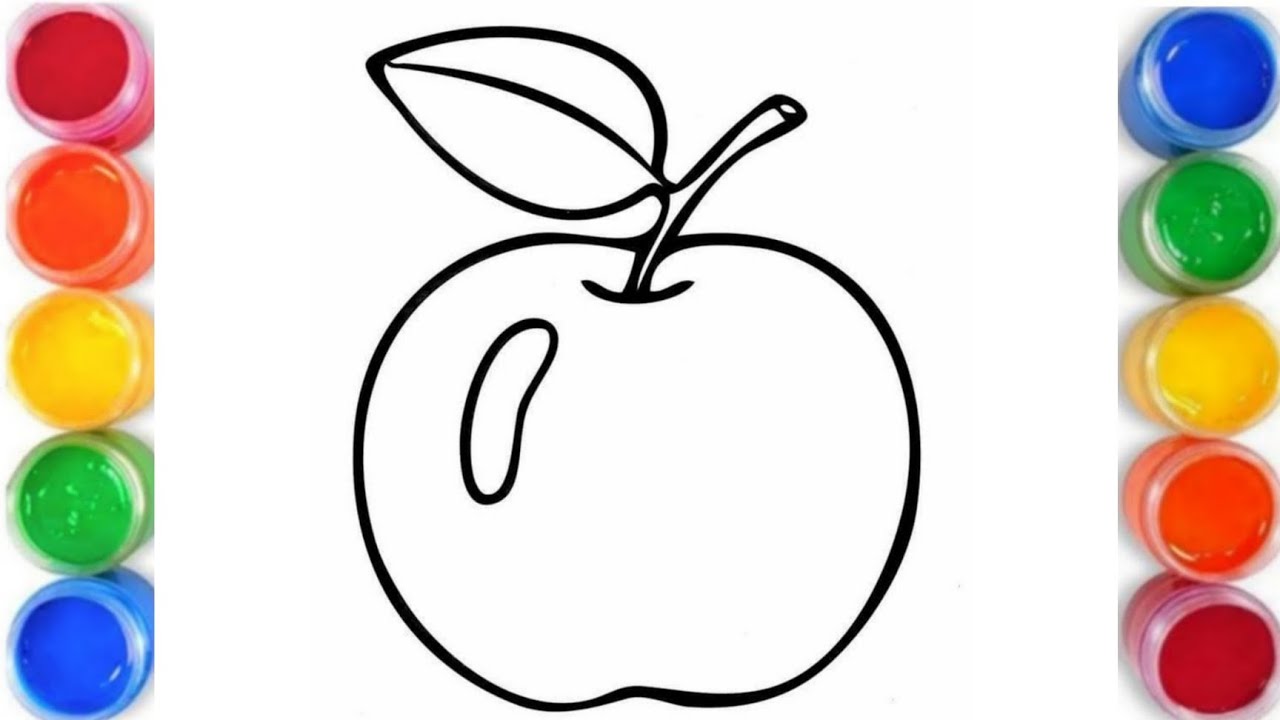 Apple drawing | coloring for kids - YouTube