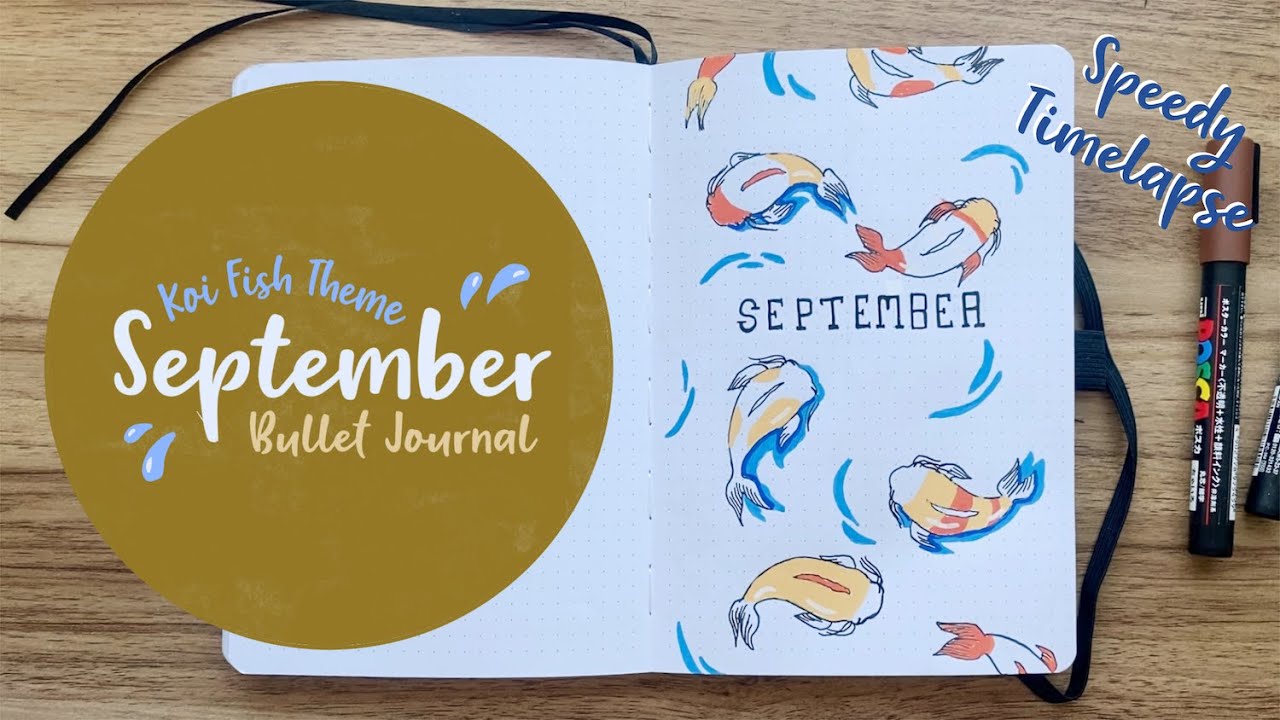 September Bullet Journal — KOI FISH Theme - YouTube