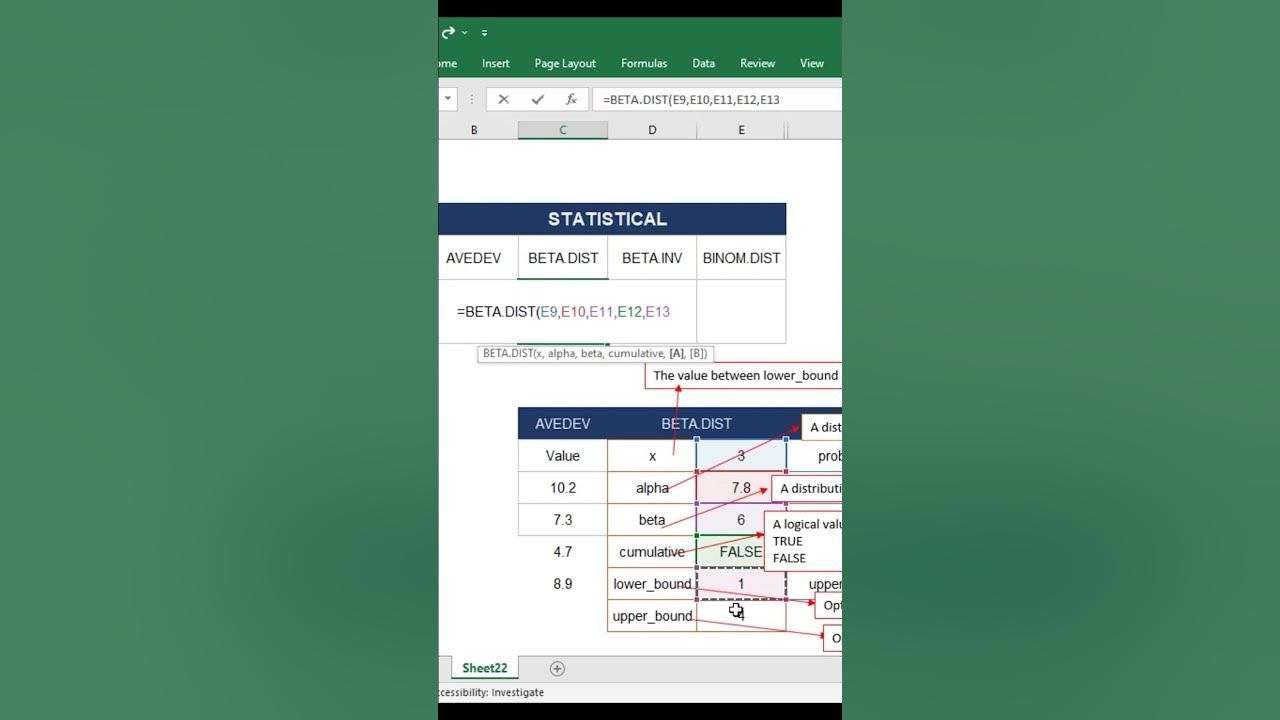 BETA.DIST FUNCTION IN EXCEL - YouTube