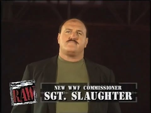 Sgt. Slaughter Returns as the New WWF Commissioner Live from WWF Raw ...