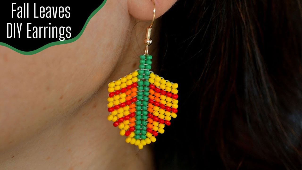 Autumn Leaves Beaded Earrings - Herringbone Peyote Tutorial - YouTube
