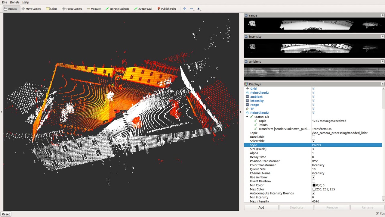 Modifying PointCloud2 ROS messages "feature" - YouTube