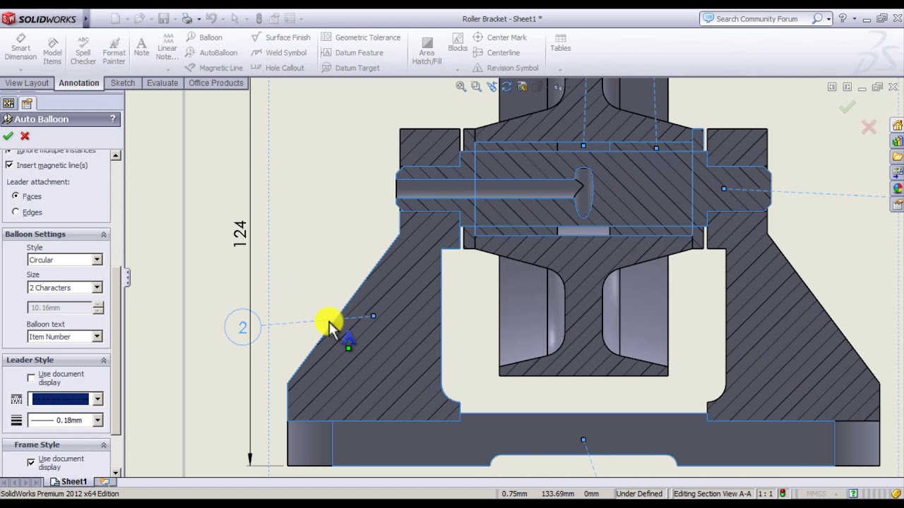 SOLIDWORKS Tutorial : Section and Exploded View in Drawing 2D (Roller ...