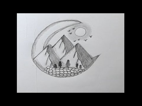 How to draw moon scenery drawing for beginners ||easy drawing tutorial ...