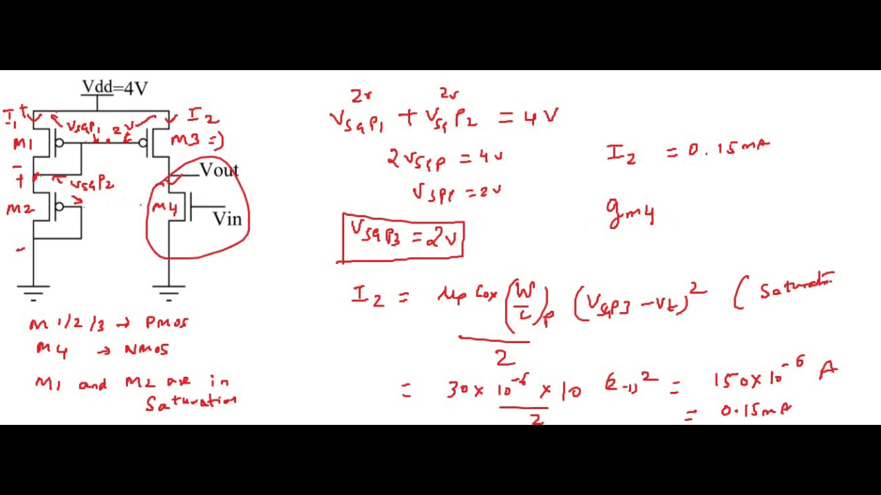 GATE EC 2019 : What is the gain of the Amplifier consisting of PMOS and ...