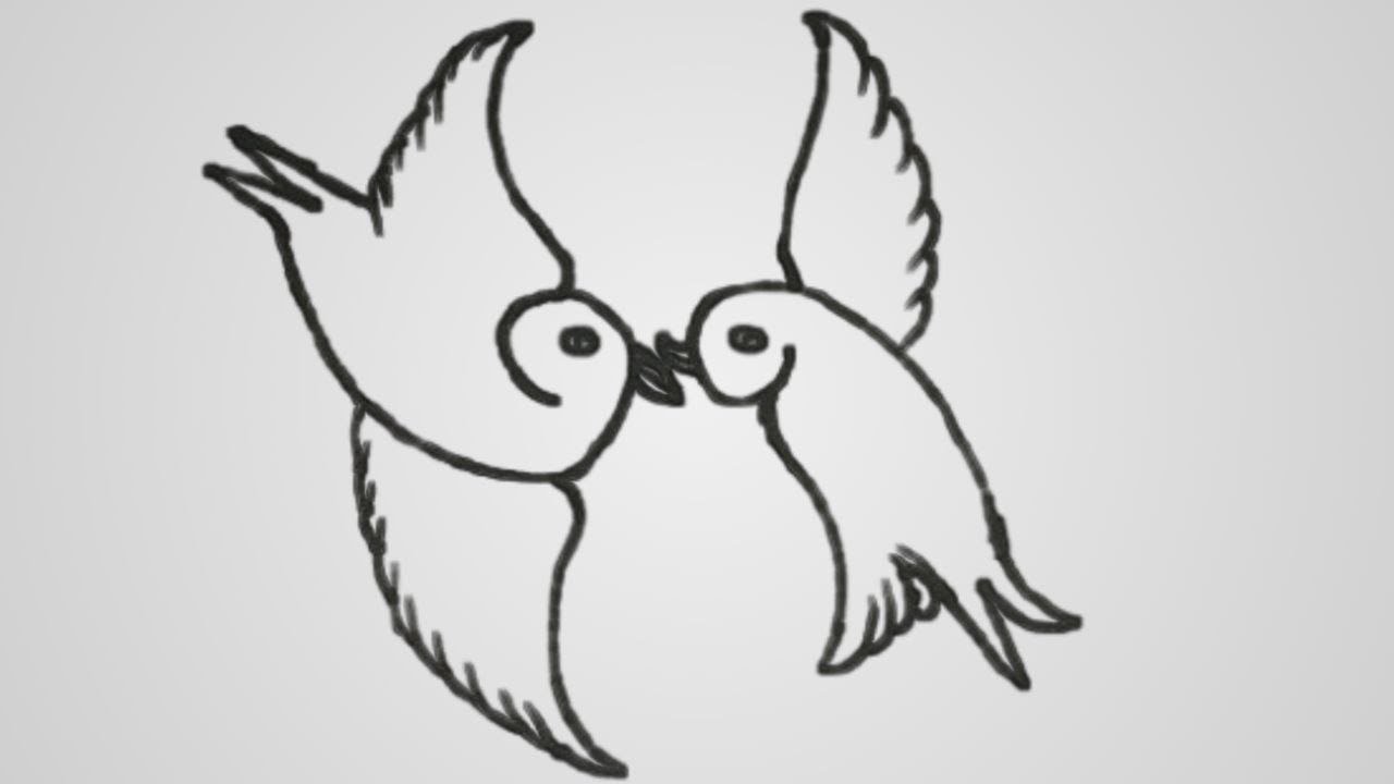 2 Birds drawing| how to draw a Bird art tutorial| easy two birds ...
