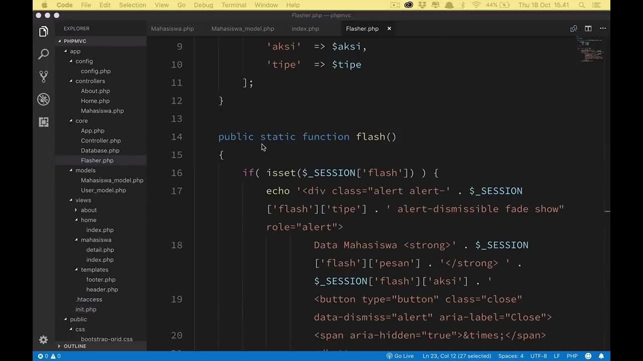 10 Membuat Aplikasi MVC dengan PHP Flash Message - YouTube