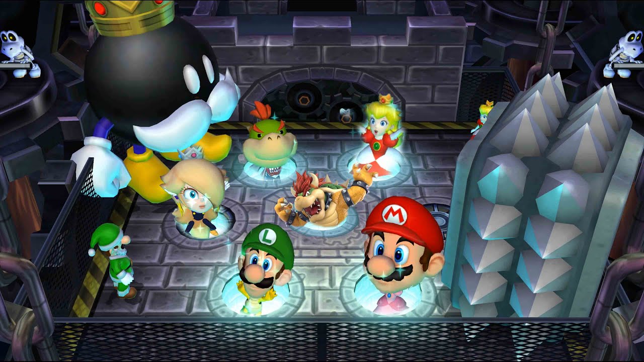 Mario Party 9 Mod Mini Game -Thwomp vs Bomb King-Ombu vs Luigi vs Peach ...