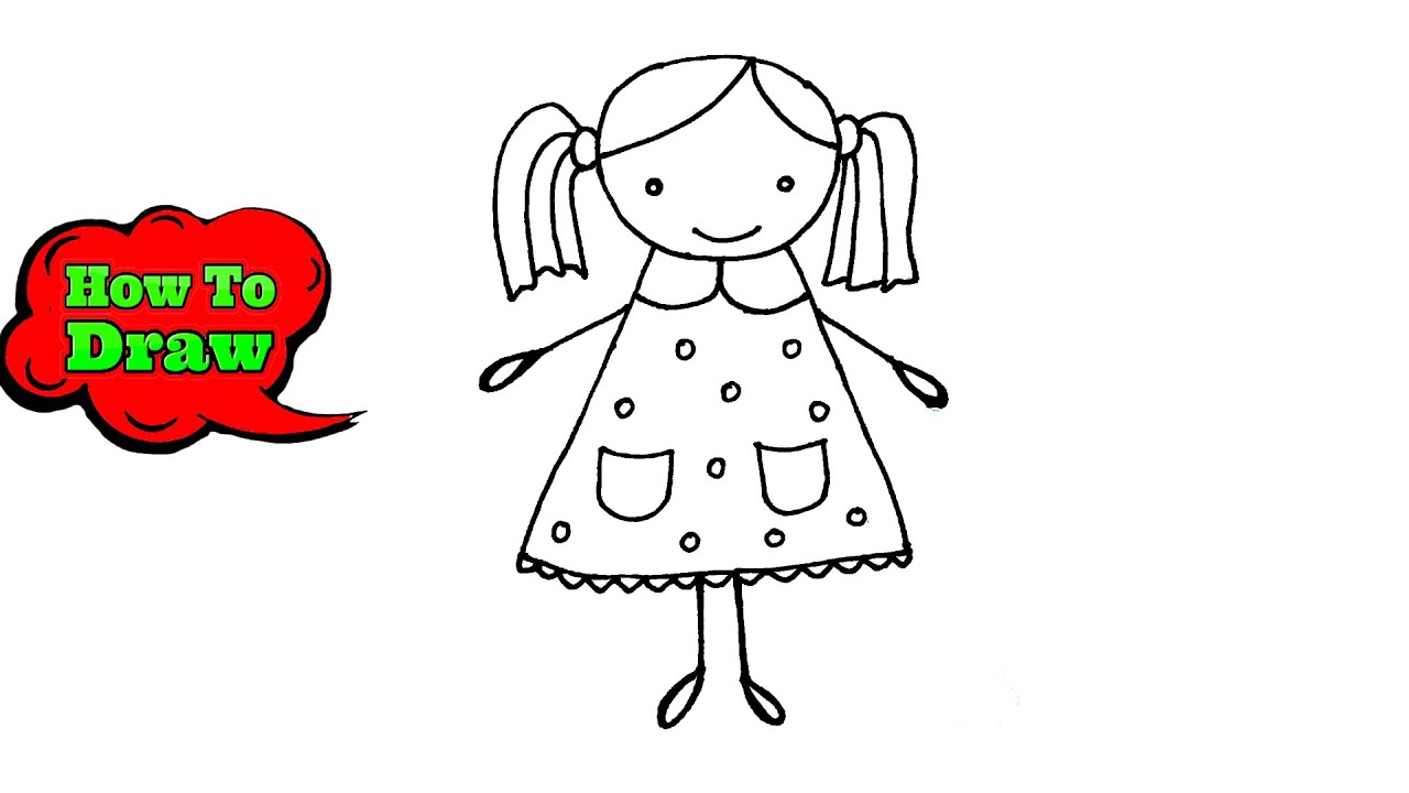 How To Draw A Cute Little Girl Easy Step By Step - YouTube