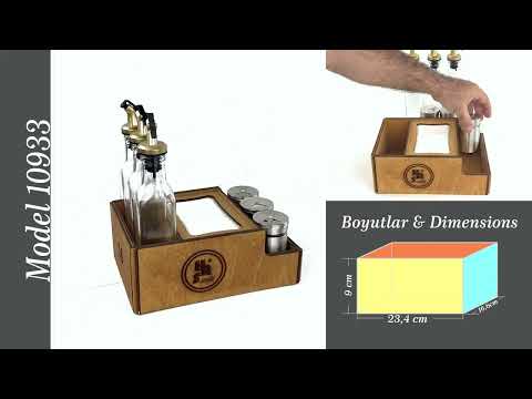 Model 10933 Ahşap Menaj Takımı | Wooden Condiment Caddy