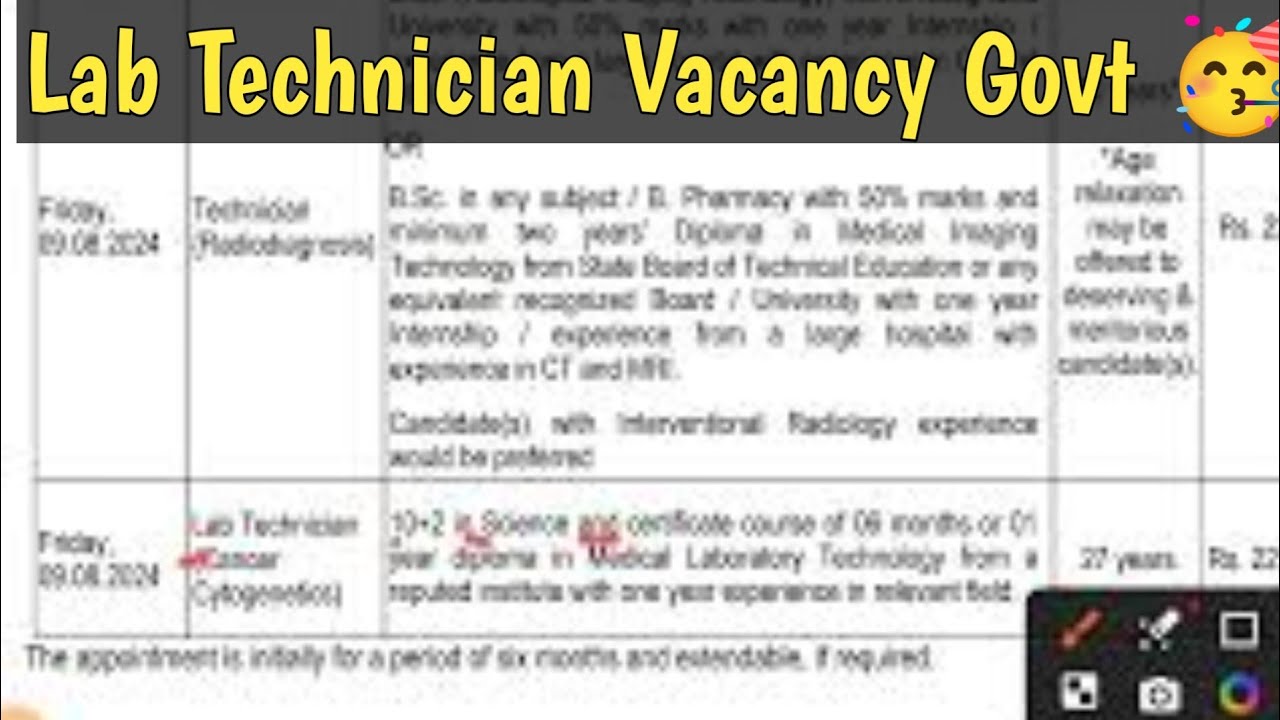 Lab Technician government vacancy 2024 || dmlt govt vacancy || bmlt ...