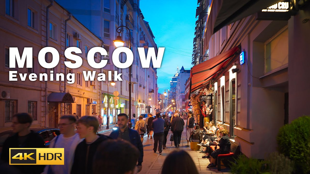 Moscow 2024. Noisy party district and quiet Tverskoy Boulevard. Walking ...