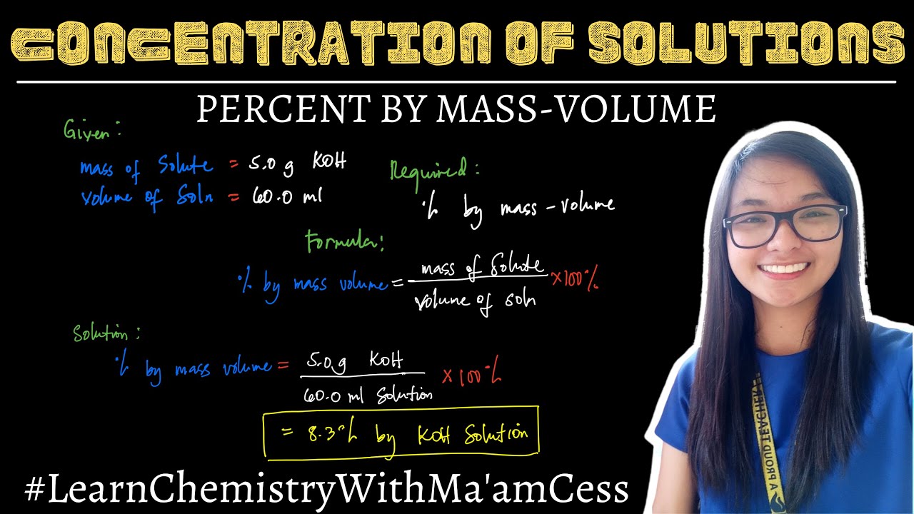 Concentration of solutions | Percent by Mass-Volume | Learn Chemistry ...