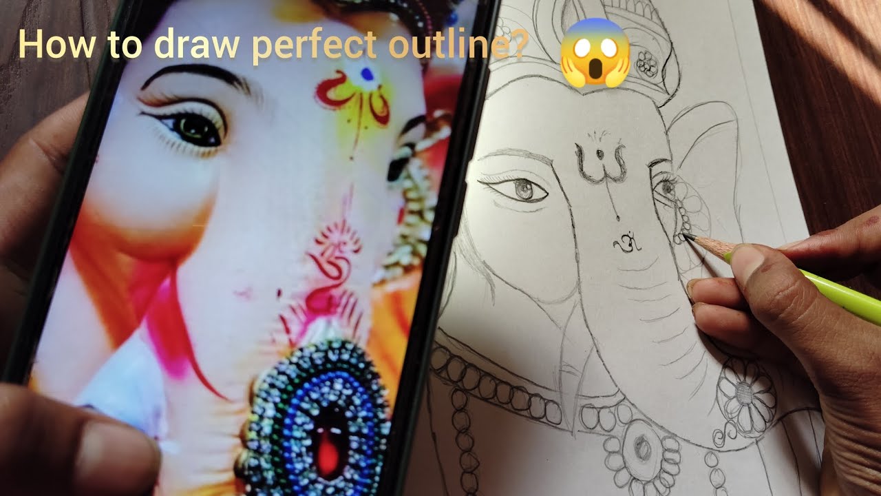 How to draw ganesh ji? // ganesh ji outline tutorial - YouTube
