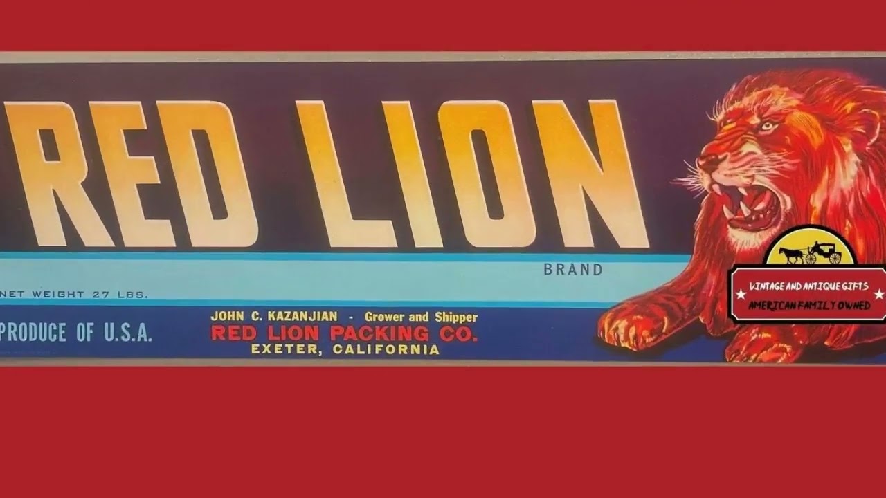 Antique Vintage Red Lion Crate Label, Exeter, CA 1950s - YouTube