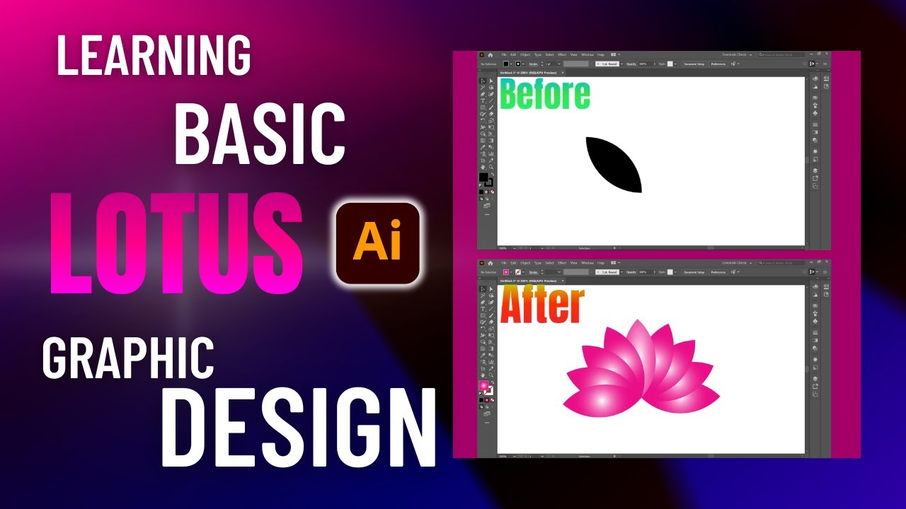 Create a Stunning Lotus Flower in Adobe Illustrator📍 | Easy 3-Minute ...